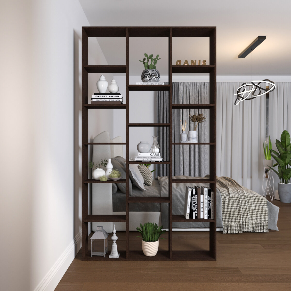 Стеллаж в стиле Лофт модель Феликс 3 Дуб венге (ШхВхГ) 120х200х32см.