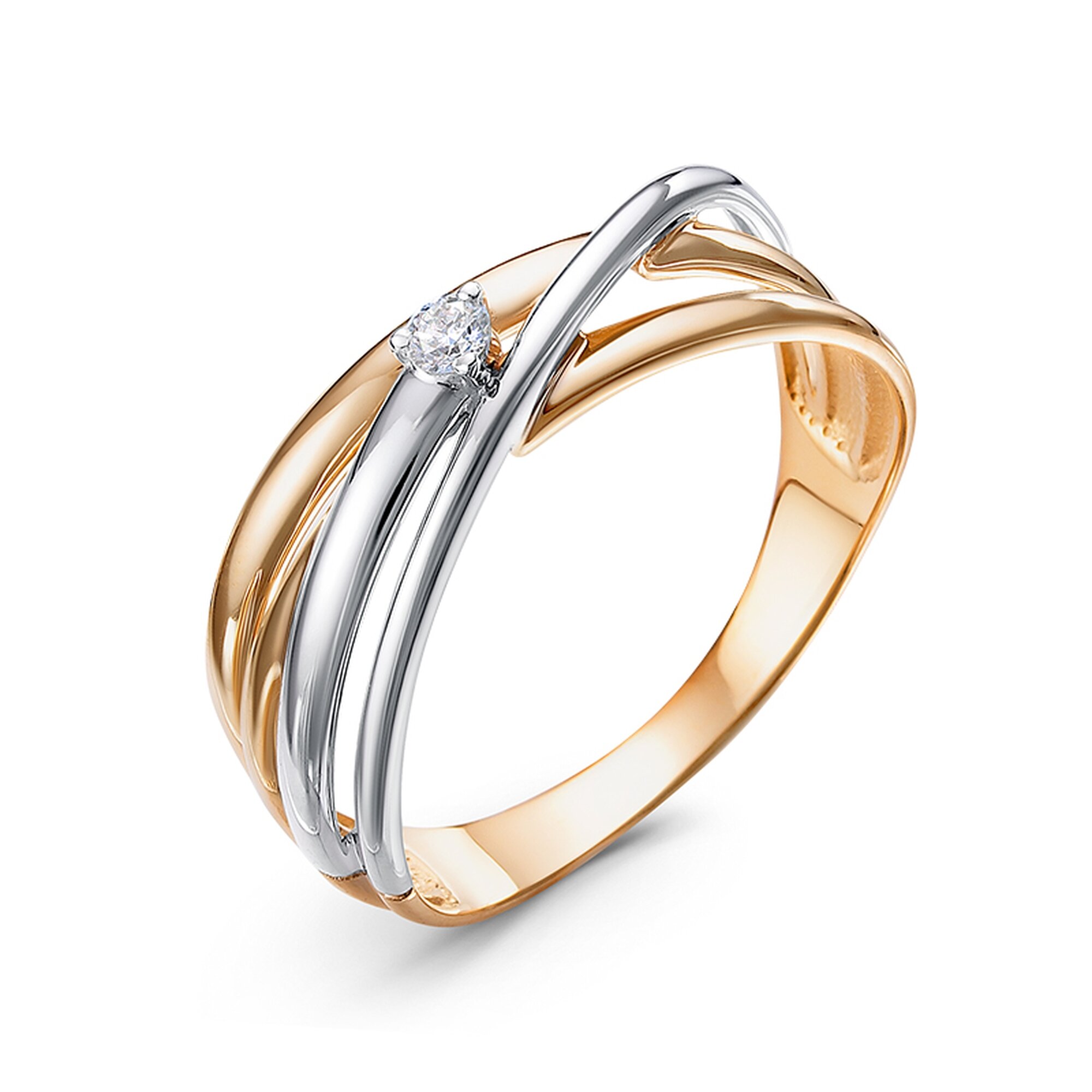 Кольцо, красное золото, 585 проба, бриллиант