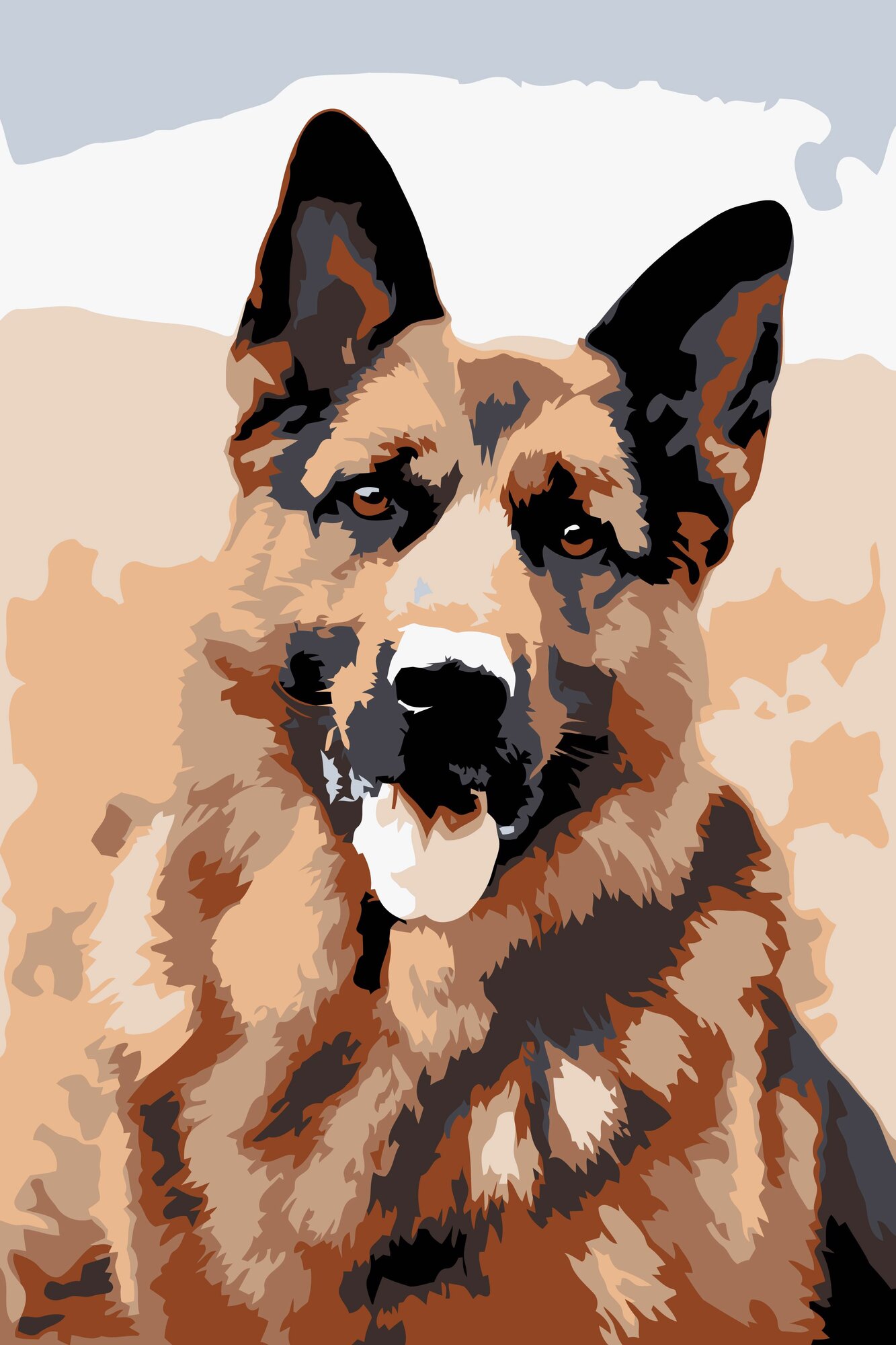 Детская картина по номерам E1549 "Собака Немецкая овчарка" 20x30