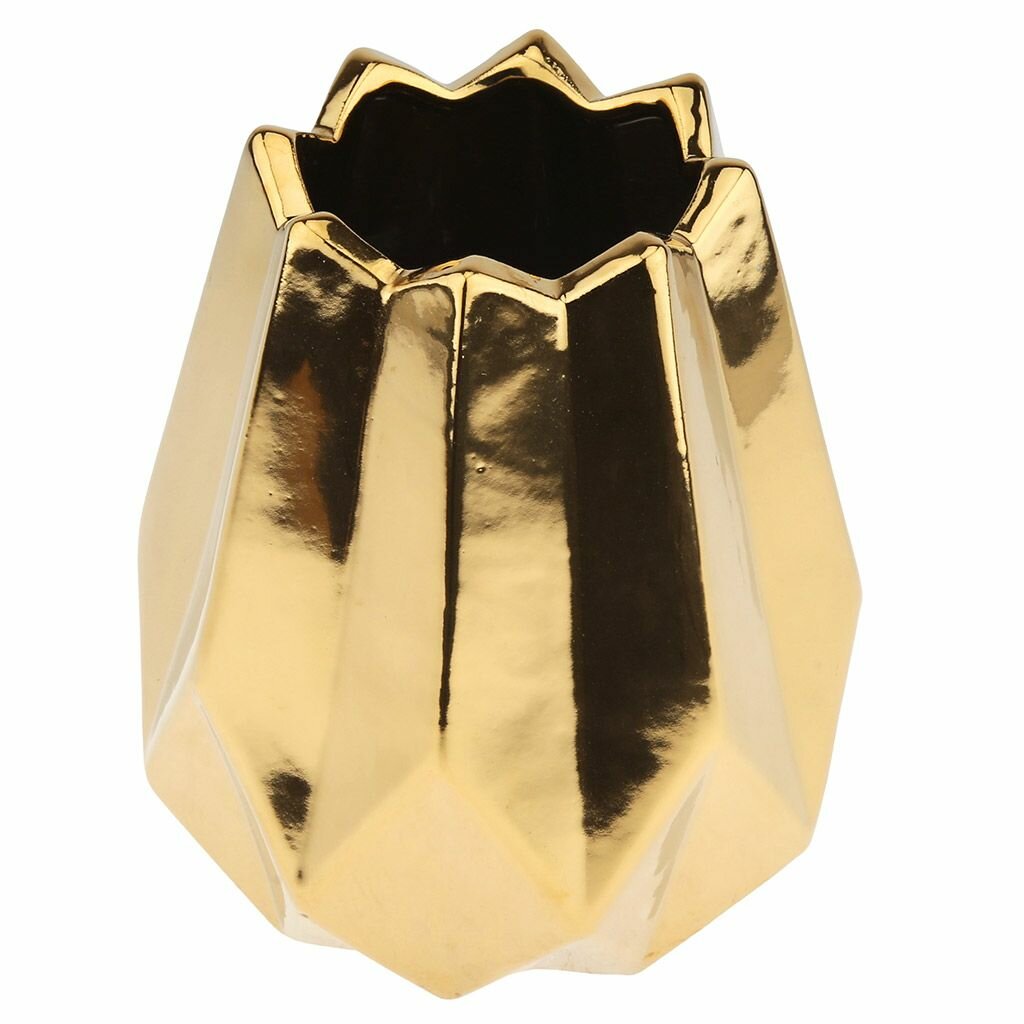 Ваза настольная керамическая "Гарда" 1л, тонкокаменная керамика, глянцевая глазурь, золотой