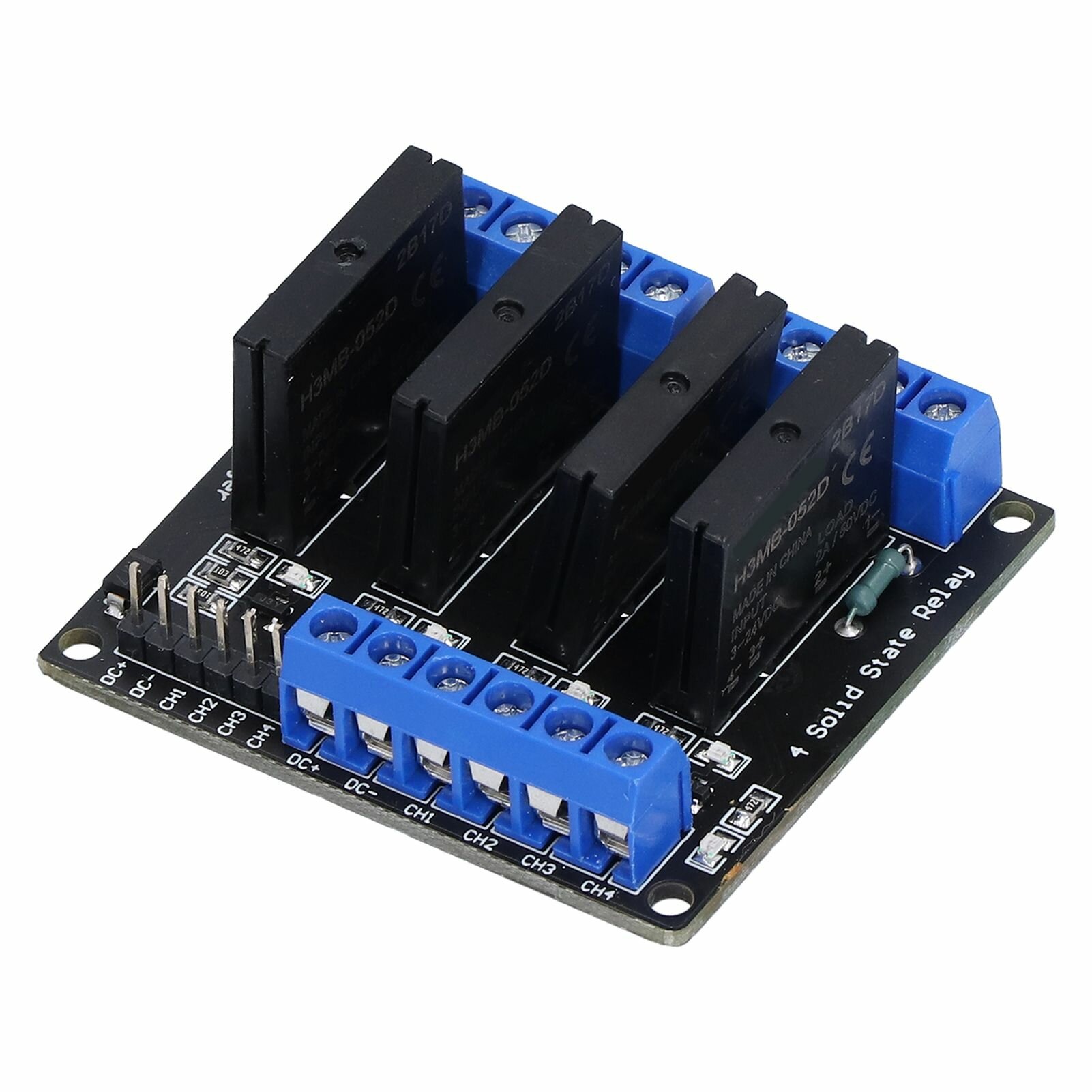 Модуль твердотельного реле, 4-канальный триггер высокого уровня, SSR, управление постоянным током с предохранителем 324 В, HYM283
