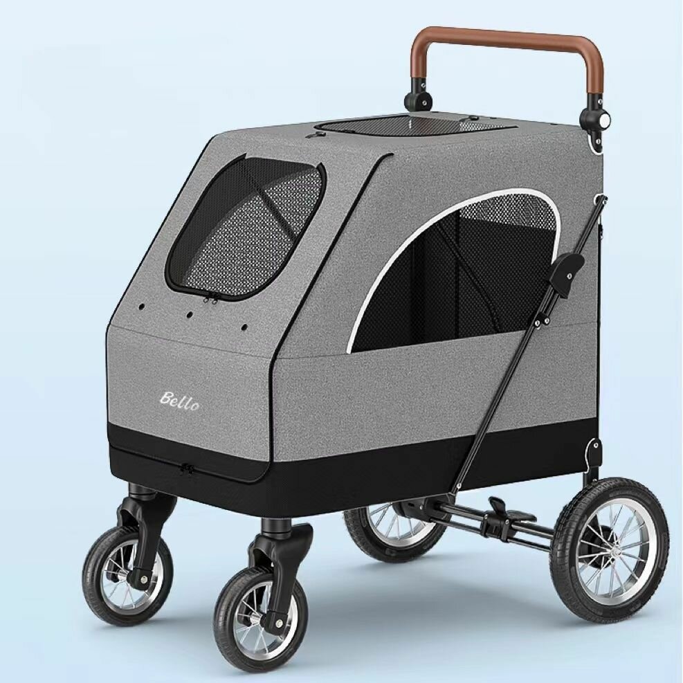 Высококлассный прогулочная коляска для домашних животных, подходит для средних и крупных собак(55 кг), большая вместимость, складная. Инвалидная коляска (тележка) для собак и кошек, серый