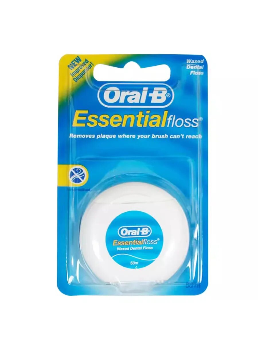 Зубная нить Oral-B Essential Floss Super, плоская, вощеная, мятная, 50 м
