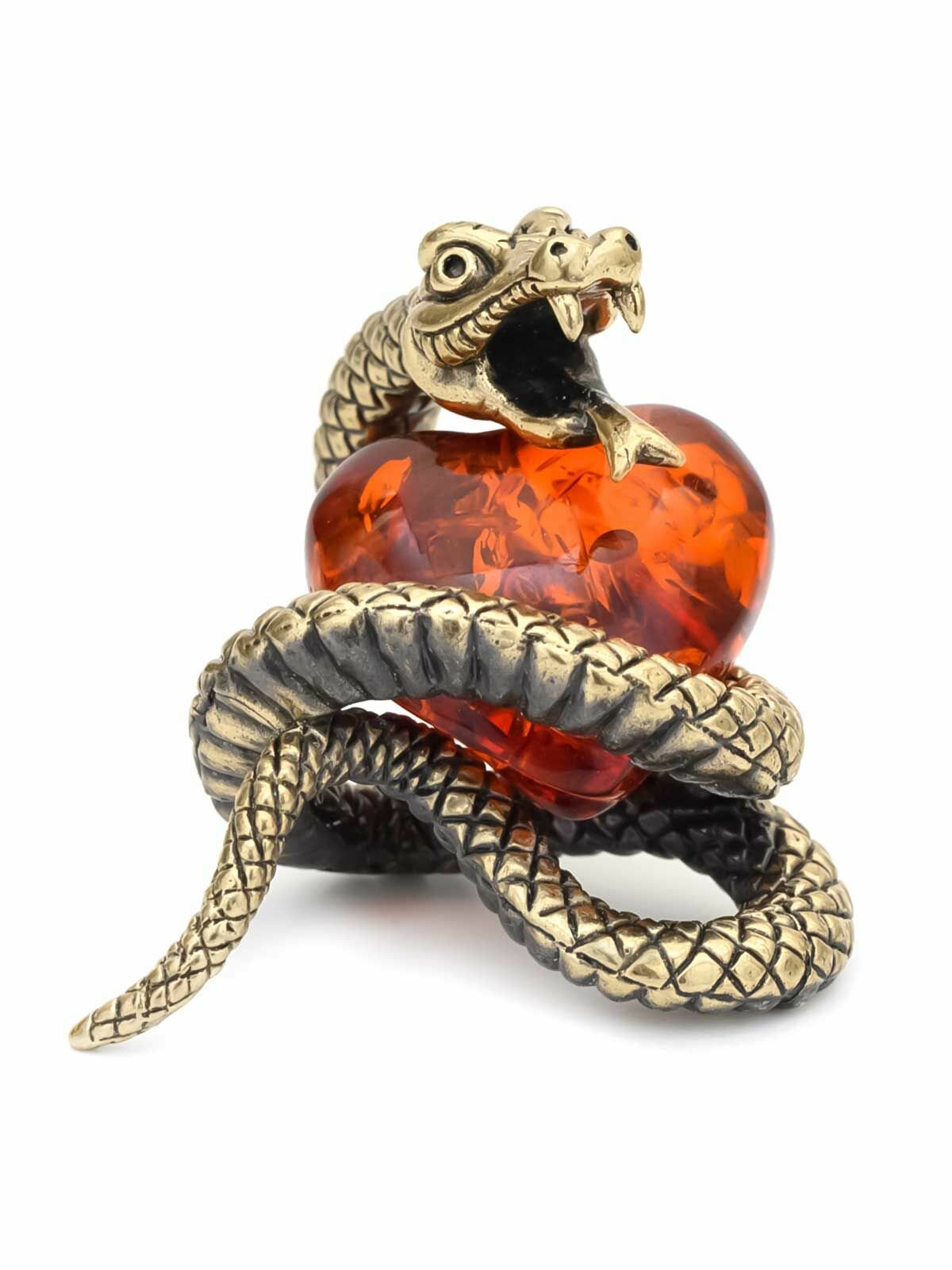 Сувенирная фигурка - Змея сердцеедка, Балтийский Янтарь, 4,0 см