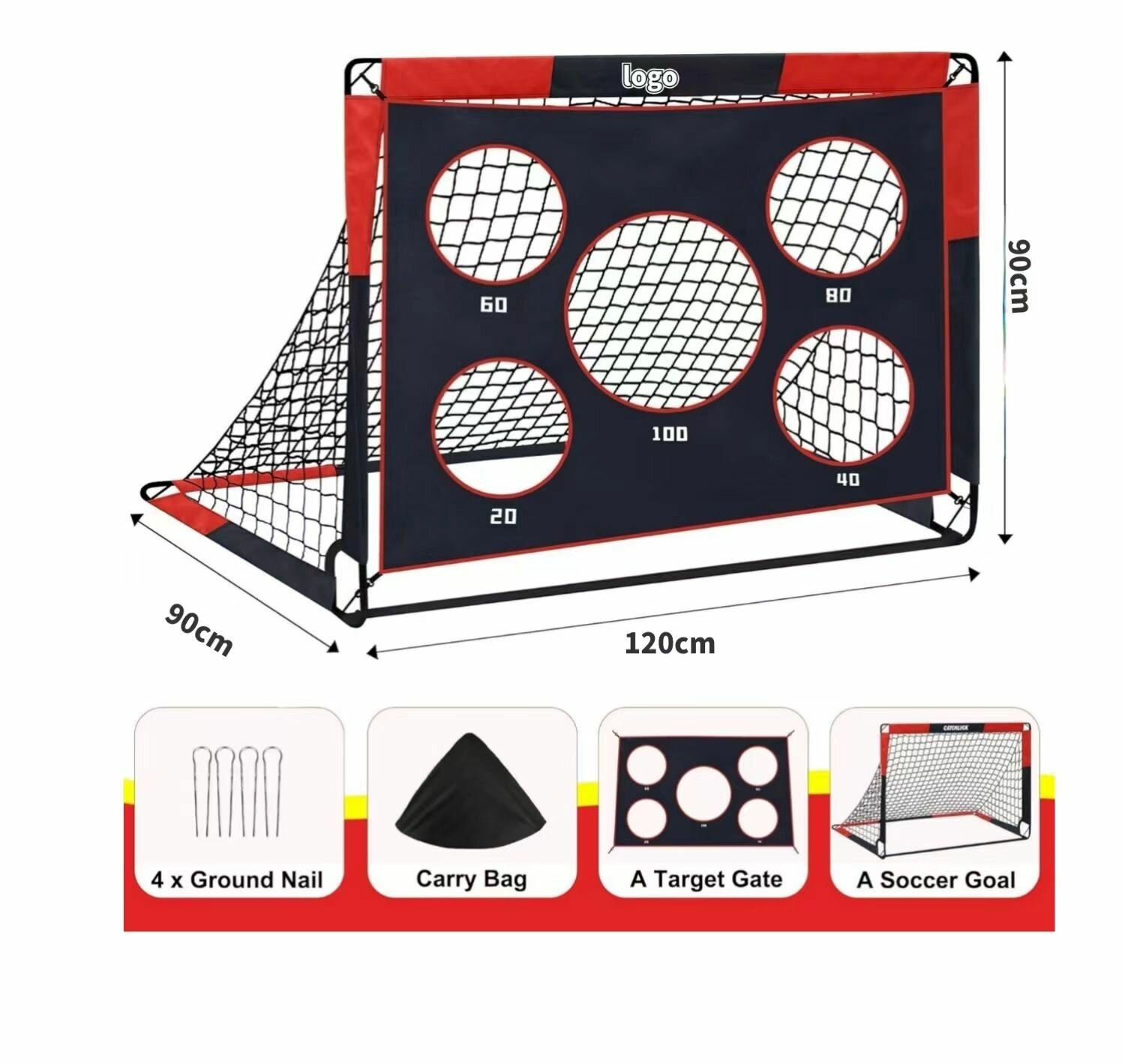 Переносные детские футбольные ворота，Детские футбольные ворота складные(120*90*90)