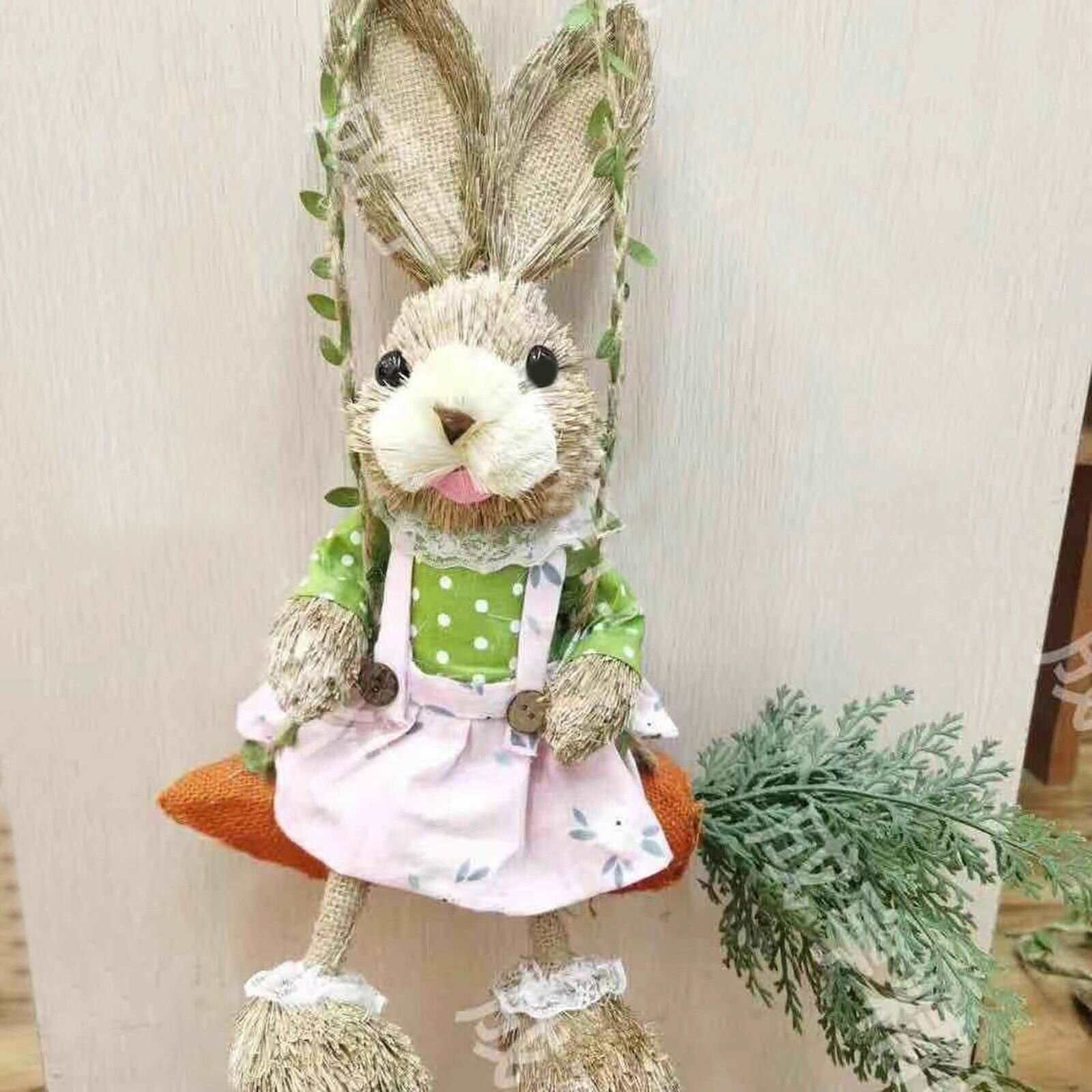 Соломенное колесо кролика, подвесной кролик-редиска, качели, девочка-кролик