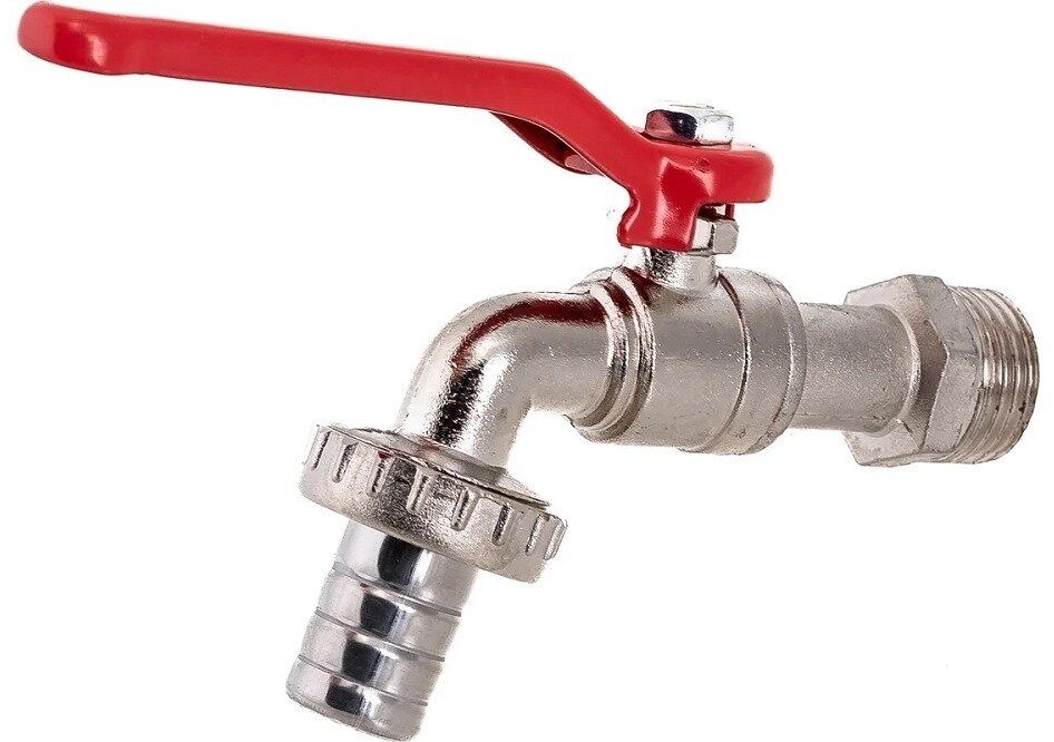 Кран шаровый для воды MIXTON / Микстон угловой со штуцером, ручка рычаг, цинк, цвет серый, резьба 1/2" / запорная арматура