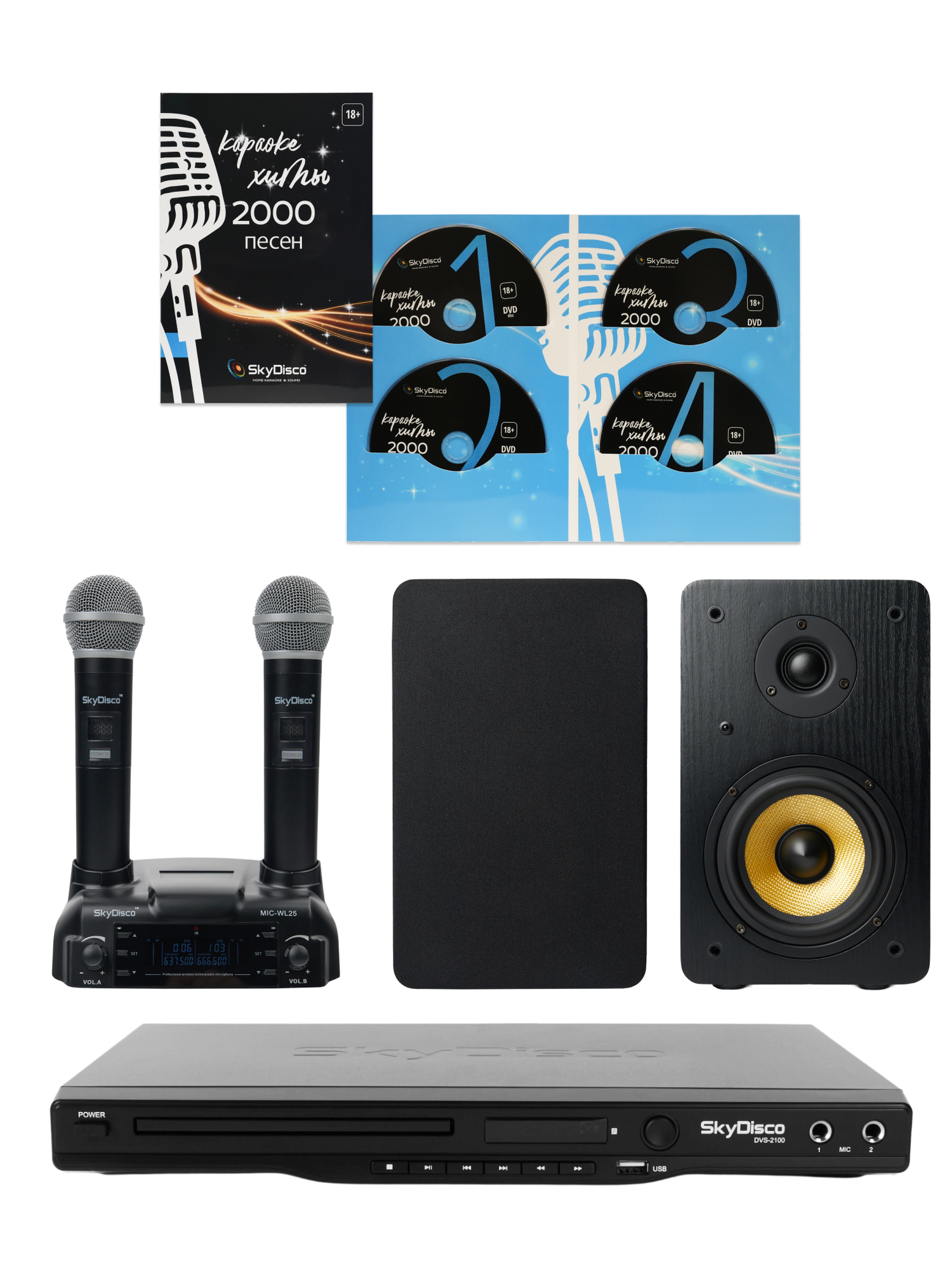 Домашняя караоке система с микрофонами и акустикой SkyDisco Karaoke Home Set 3+HF-BQ3