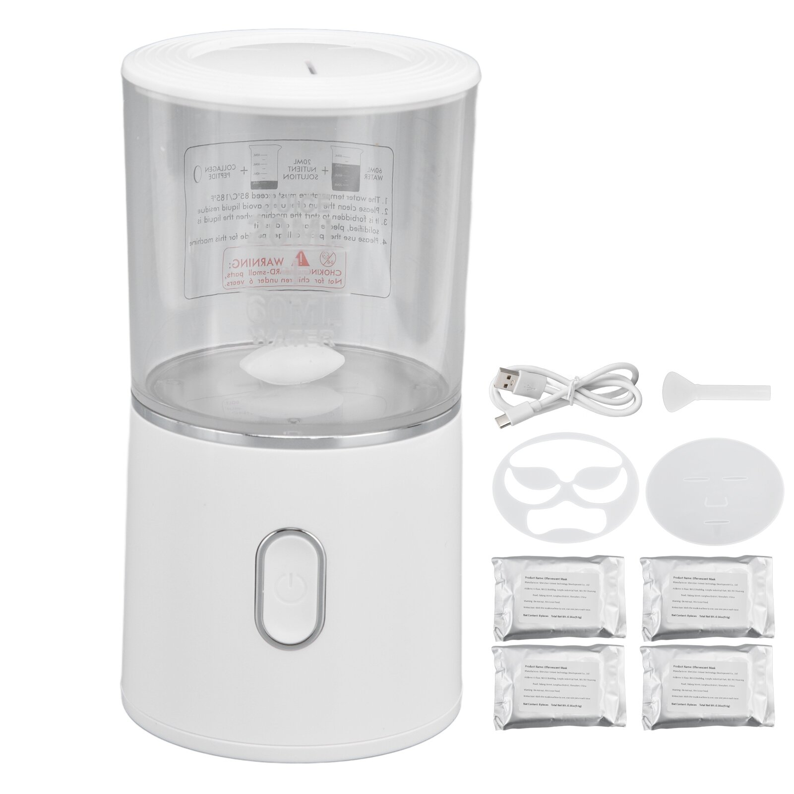 Машина для изготовления масок для лица IPX5, защита от влаги, для самостоятельного изготовления масок для лица из фруктов и овощей, инструмент для ухода за кожей лица с формой для масок, белый цвет.