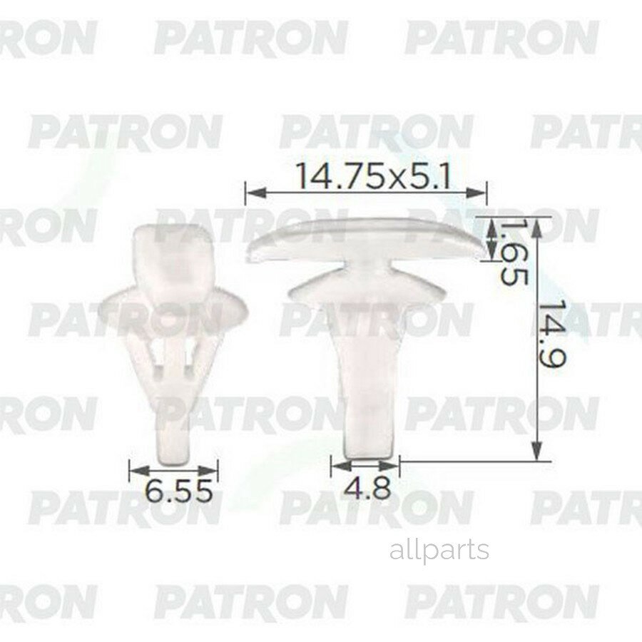 PATRON P37-0102A Клипса пластмассовая (упаковка 100шт) Honda, Lexus, Mitsubishi, Subaru, Toyota применяемость: уплотнитель