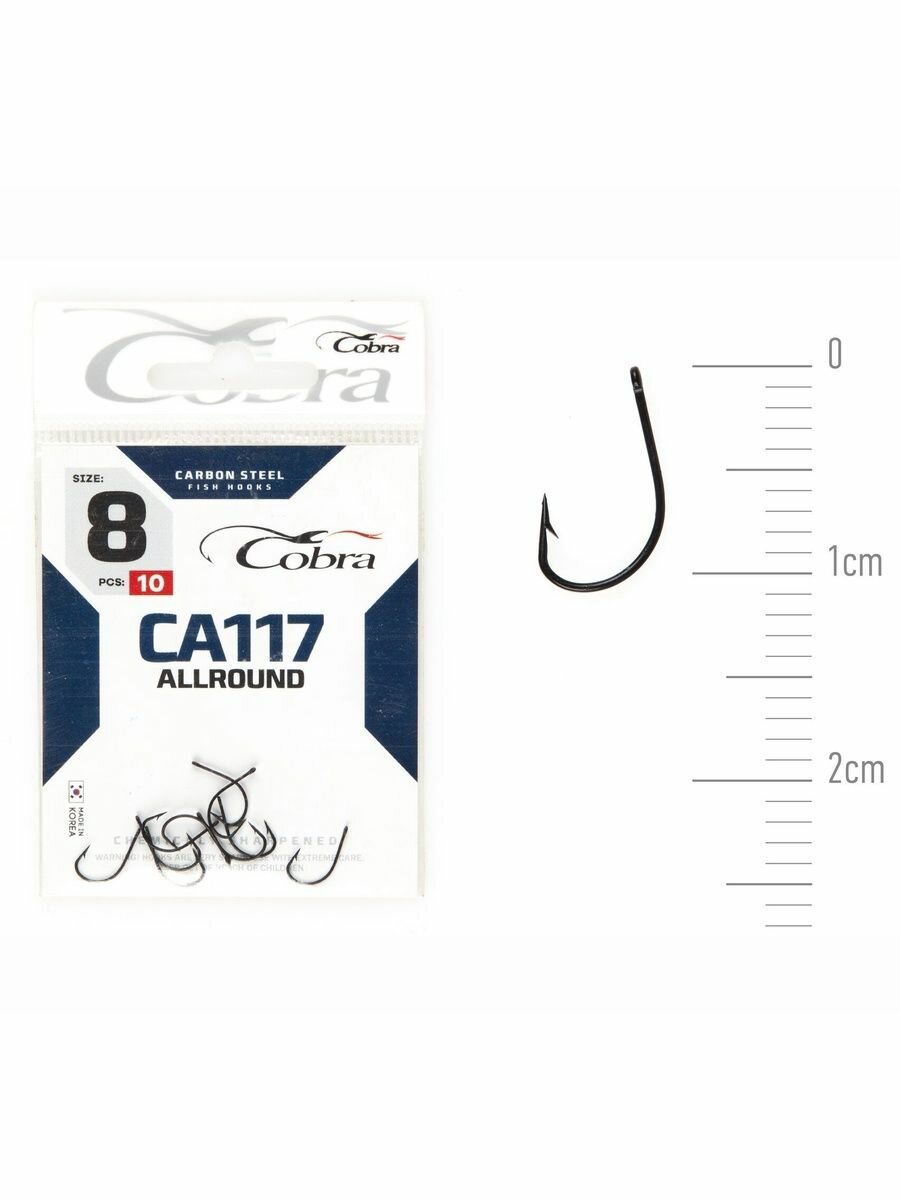 Крючки Cobra Allround FUNA CA117 , разм. 8, одинарные ,10шт.