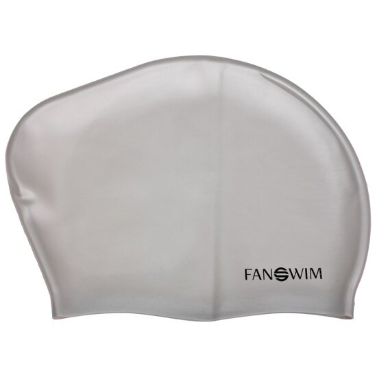 Шапочка для плавания Fanswim женская, для длинных волос, силикон, серебряная, FS CP101SIL