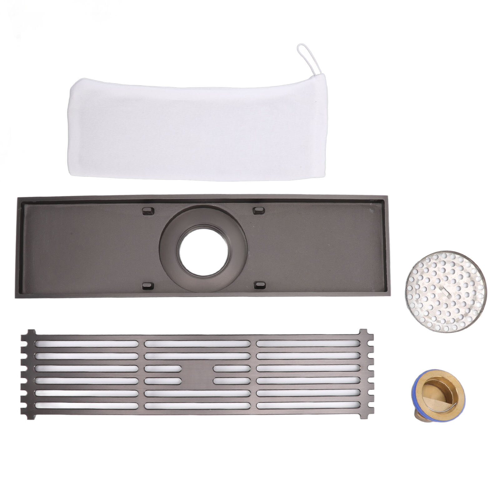 Прямоугольный пол дренаж линейный медь из нержавеющей стали без запаха, доказательство насекомого, быстрый дренаж для ванной кухни серый