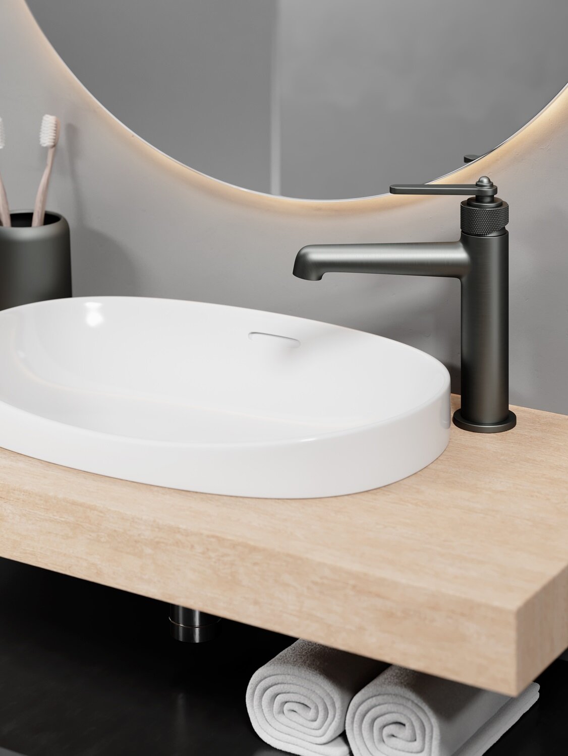 ESKO. Смеситель для раковины Bangkok BG26GM, оружейная сталь, гарантия 10 лет, латунь