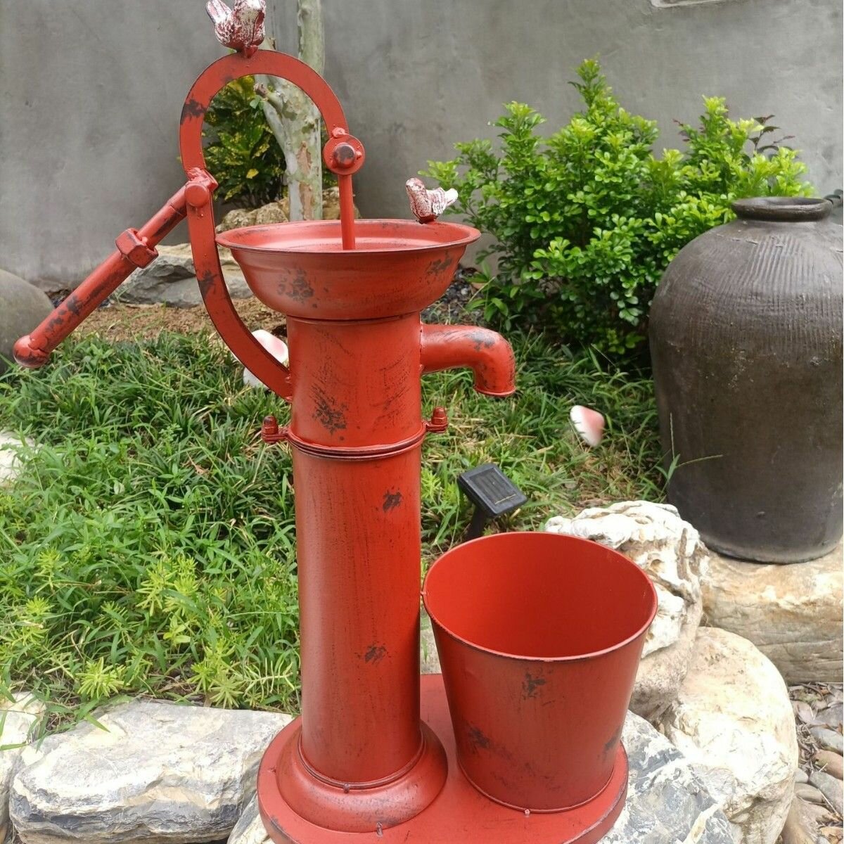 Ретро-украшение "Креатив", для сада, металл, 20x30 см, в технике гуашь, красное