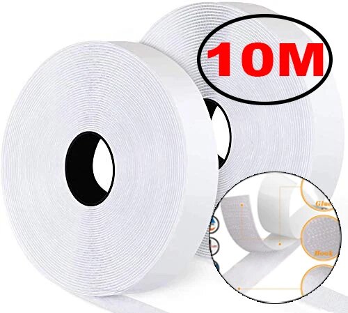 Липучки самоклеящиеся крюк и петля 20/30/50мм 1-10м черный/белый Белый, 20mm, White 10M