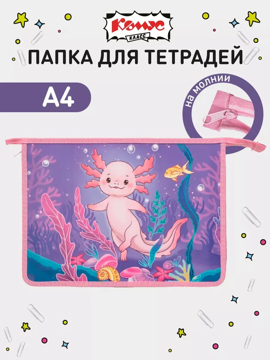 Папка для тетрадей и труда школьная, А4, на молнии