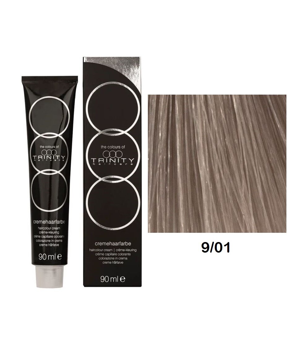 Trinity COT Тринити Стойкая краска с кератином 90 мл - COT 9/01 lichtblond natur asch Очень светлый блонд натурально-пепельный