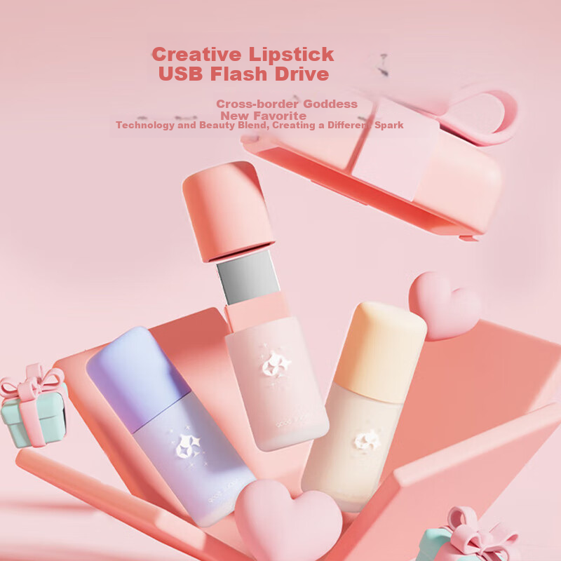 HP 64GB USB3.2 Gen 1 Flash Drive Pearl Lipstick USB Flash Drive High Speed 200MB/s for Study Office Bidding Computer Car Universal Large Capacity Metal Thumb Drive