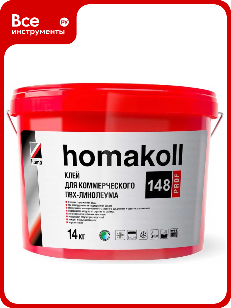 Клей для ПВХ покрытий Homakoll 148 PROF, морозостойкий, 14 кг 148-14-19, дерево
