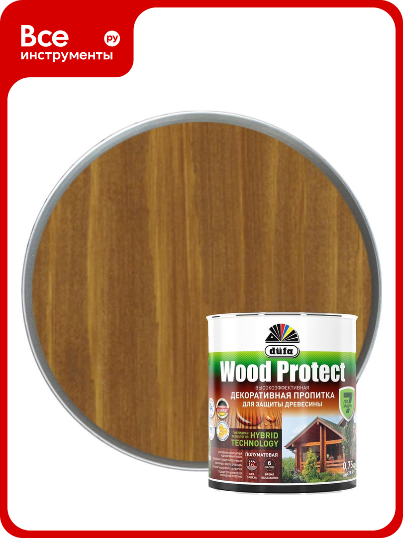 Пропитка для защиты древесины Dufa Wood Protect тик 750 мл МП000015769