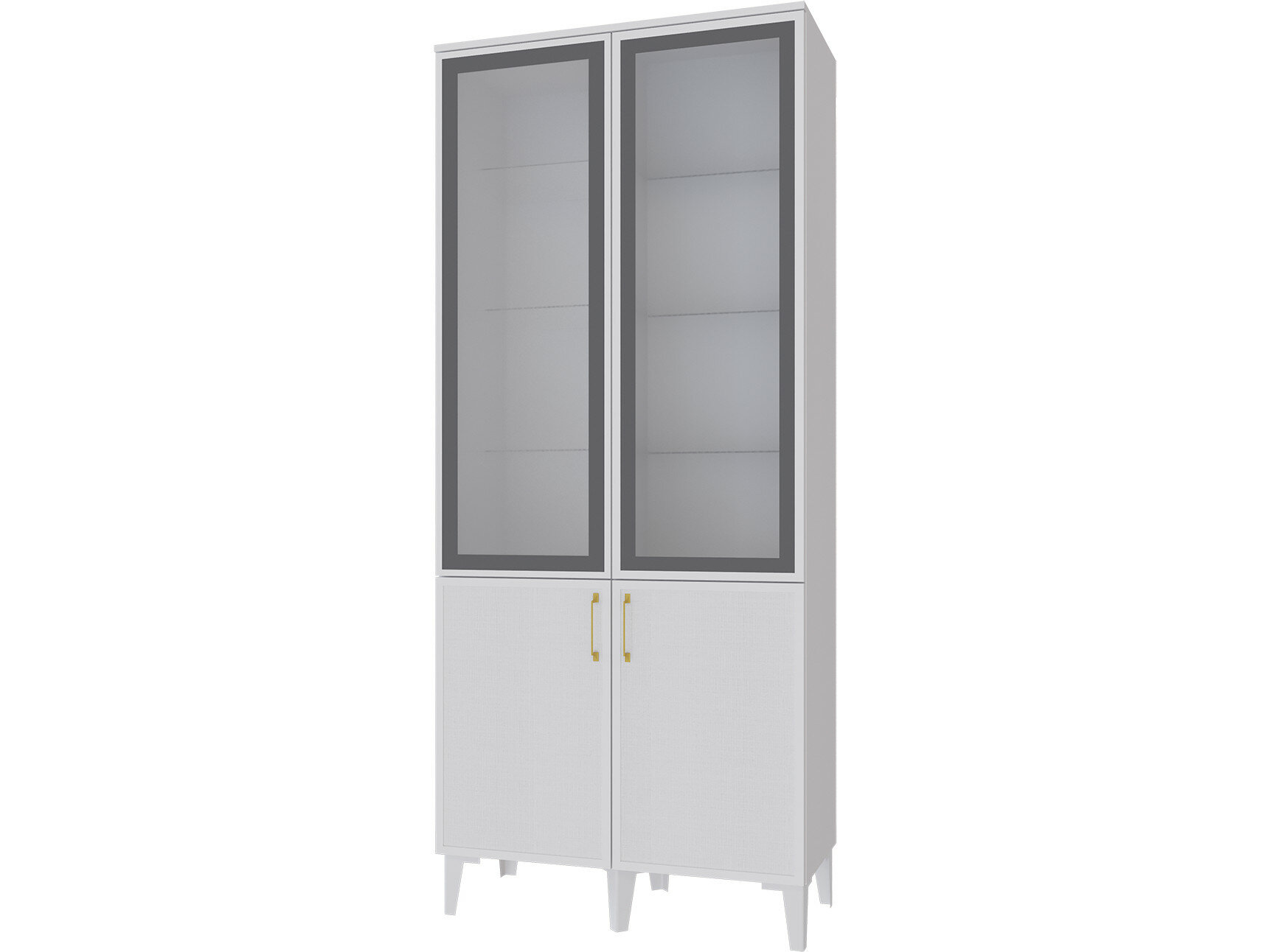 Шкаф-витрина со стеклянными полками, двухдверный, Белый (МДФ)