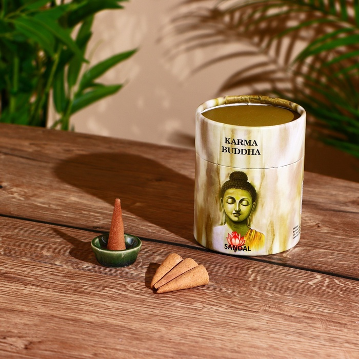 Благовония KARMA BUDDHA, аромаконусы, аромат сандала , 30 штук, с подставкой