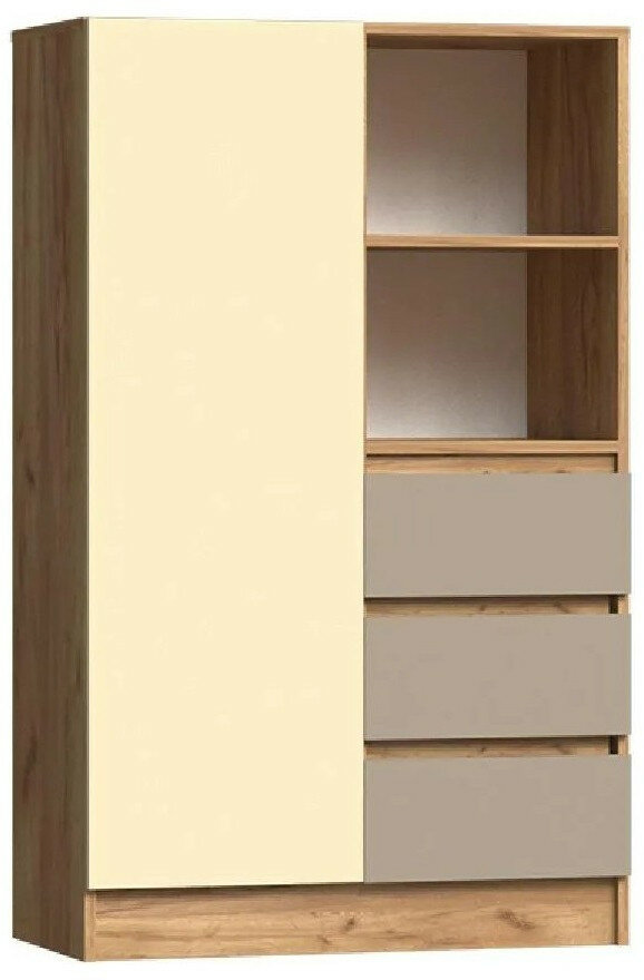 Шкаф комбинированный Миф Челси Color Шкаф (Слоновая кость/Глиняный серый/Дуб крафт) 800х1300х400мм
