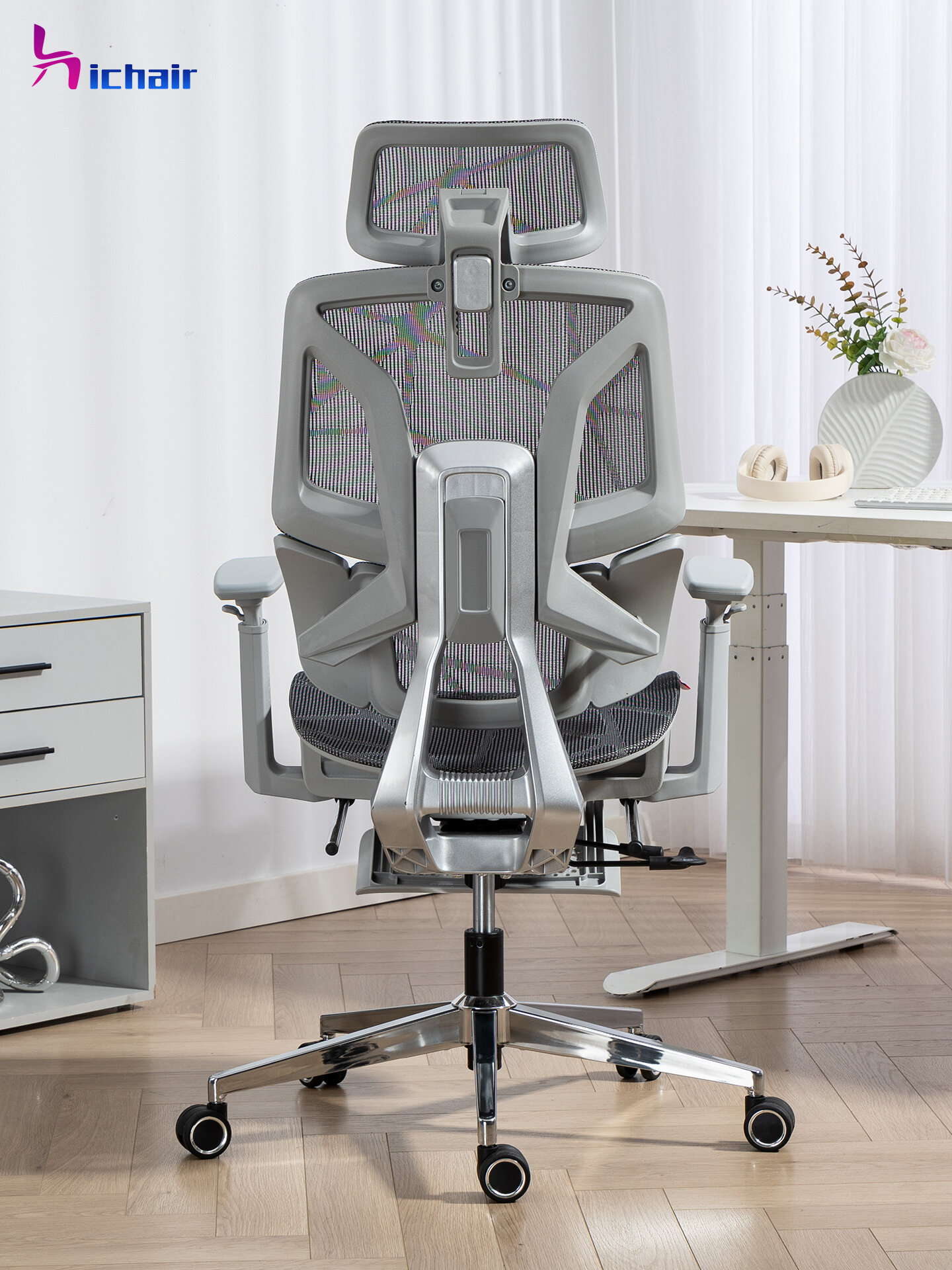 Компьютерное кресло HICHAIR H989 эргономичное с регулируемым подголовником и подлокотниками