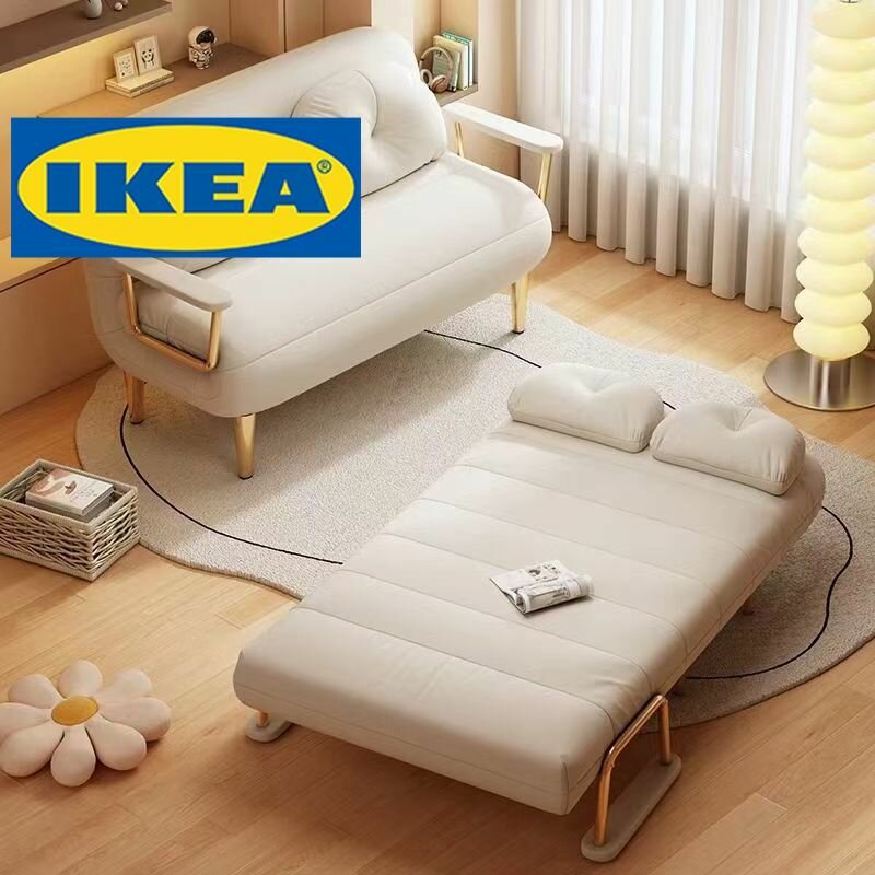 Раскладной диван-кровать 100х72х83 см кремовый, ортопедический матрас, компактный диван для маленькой квартиры, складная мебель для гостиной и спальни