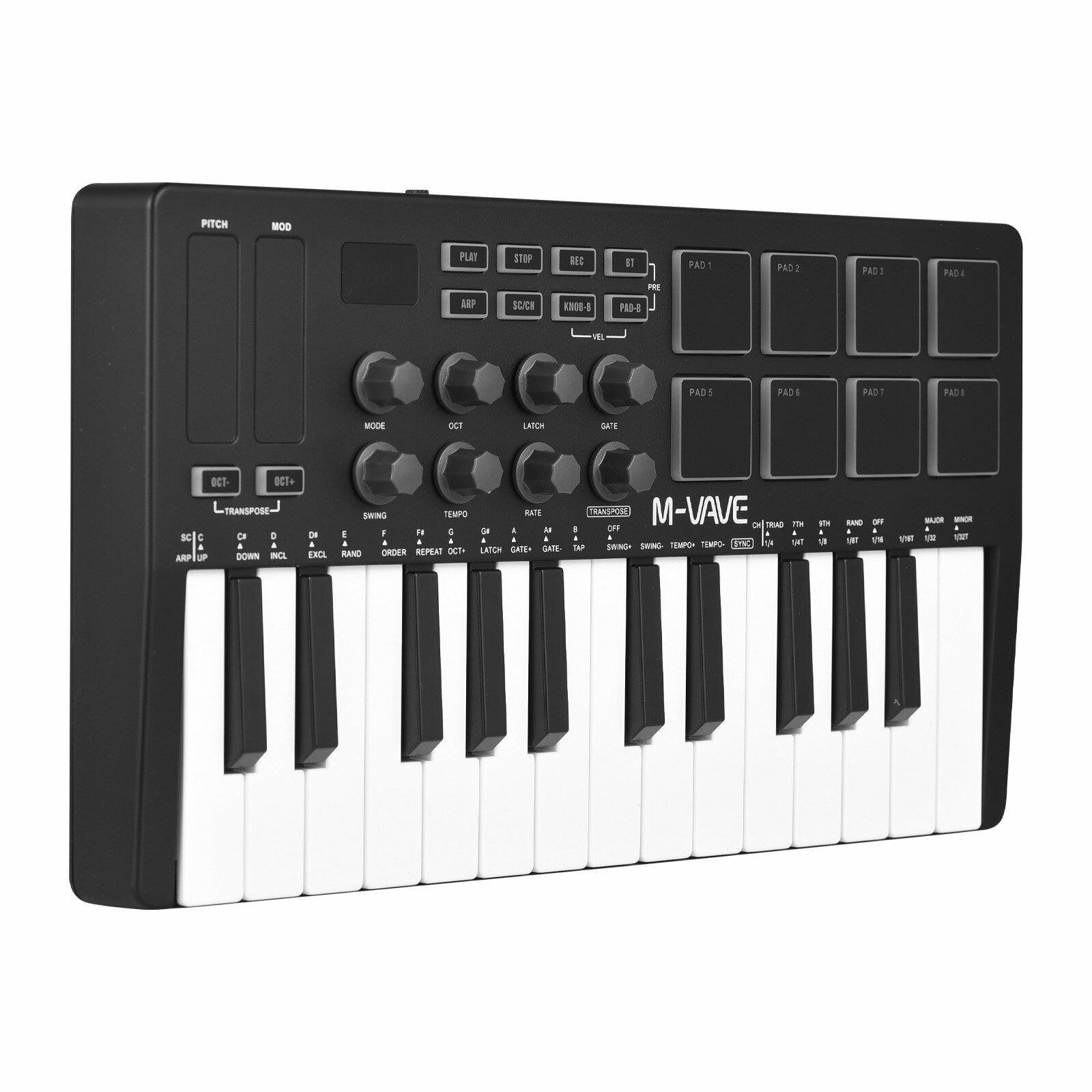 M MIDI MIDI MIDI MIDI MIDI MINI PORTABLE USB-клавиатура MIDI CONTROLLER с 25 чувствительными к скоростям клавиши 8 RGB-подсветки 8 ручек