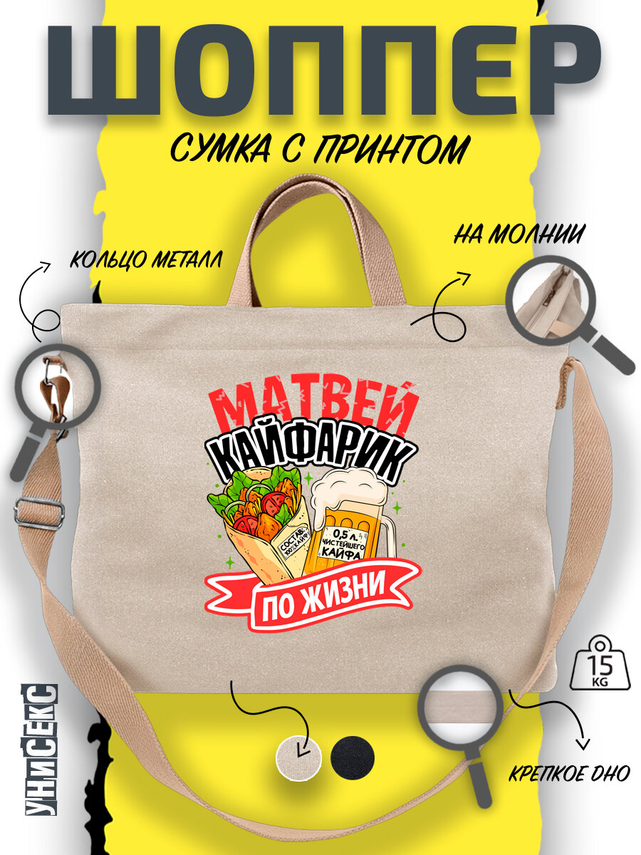 Сумка  шоппер y2k через плечо Матвей