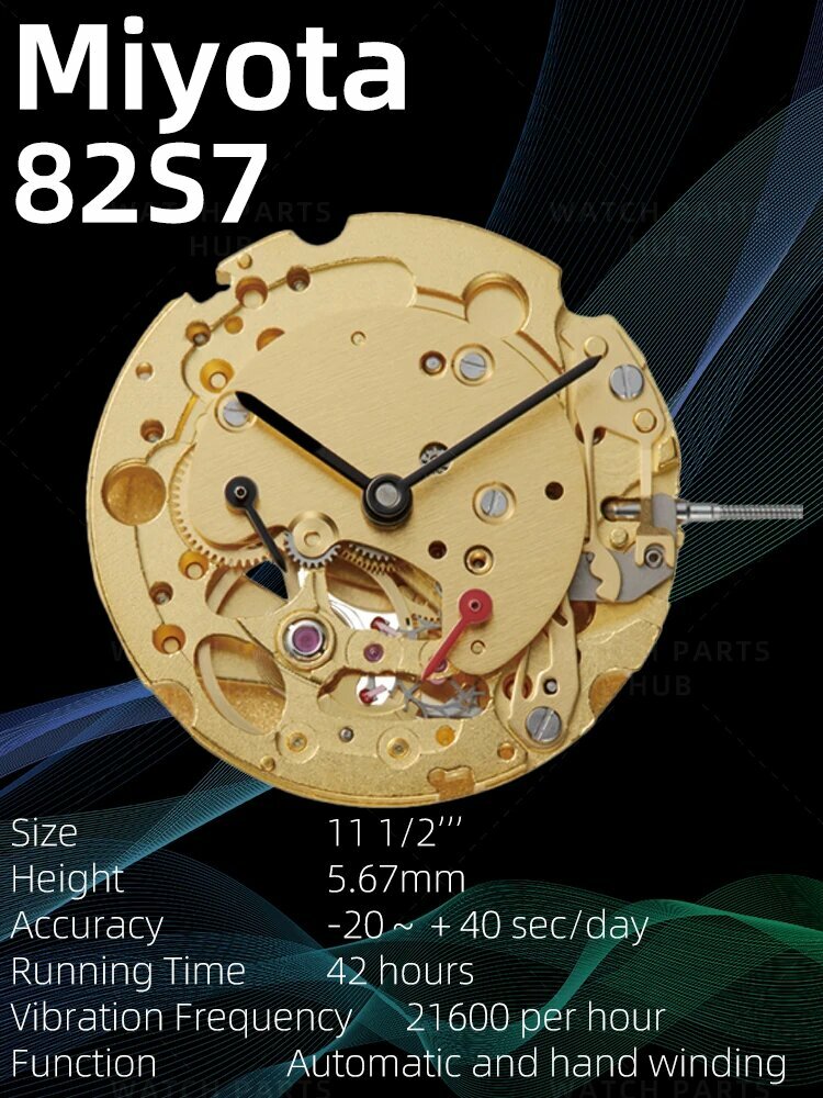 Механизм для часов Miyota 82S7 Silver