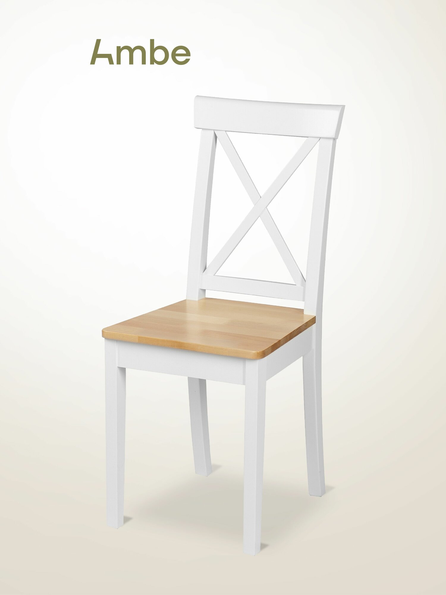 Стул кухонный Ambe Бергольф, со спинкой деревянный, с жестким сиденьем Белый, Натуральный