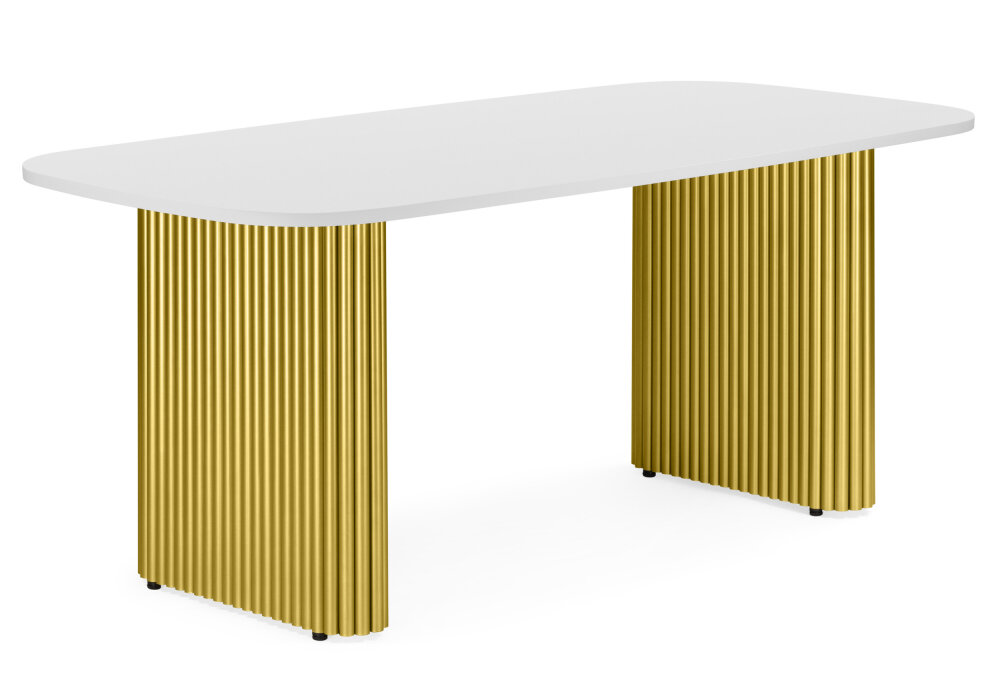 Стол деревянный Бавария woodville белый, дерево и металл, прямоугольная столешница