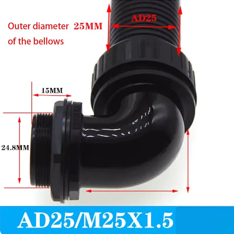 5 шт. водонепроницаемых гофрированных соединителей для труб, коленообразные, 5 PCS, AD25-M25X1.5