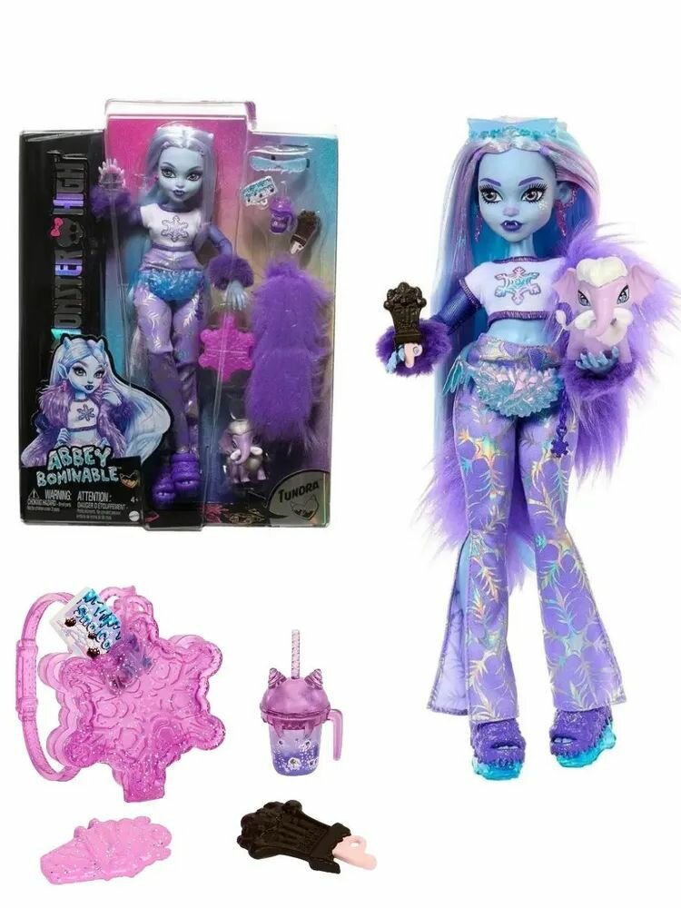 Кукла Монстер Хай Эбби Боминейбл с питомцем , мамонтом Тундра.