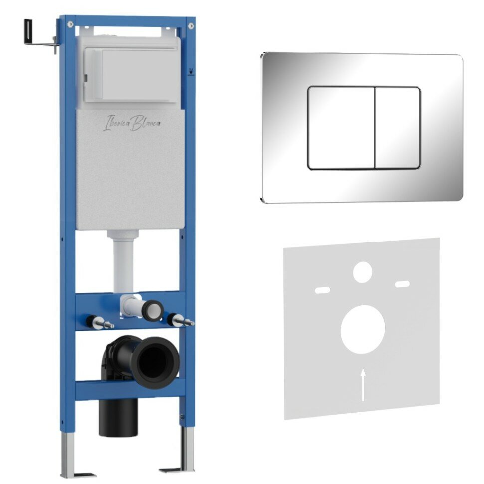 Комплект 2в1 IBERICA BLANCA инсталляция SILENCIO MINI, кнопка смыва INOX-C хром глянцевый (IB.001M.1131)