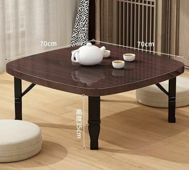 Складной квадратный стол тёмно-коричневого цвета для дома подходит для приёма пищи, работы за компьютером и учёбы.