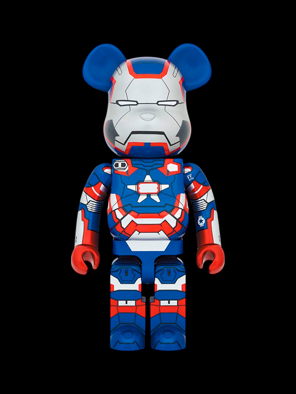 Коллекционная оригинальная фигура Bearbrick x Marvel Iron Man 3 (Iron Patriot) 1000% / 70 см высота / ABS пластик