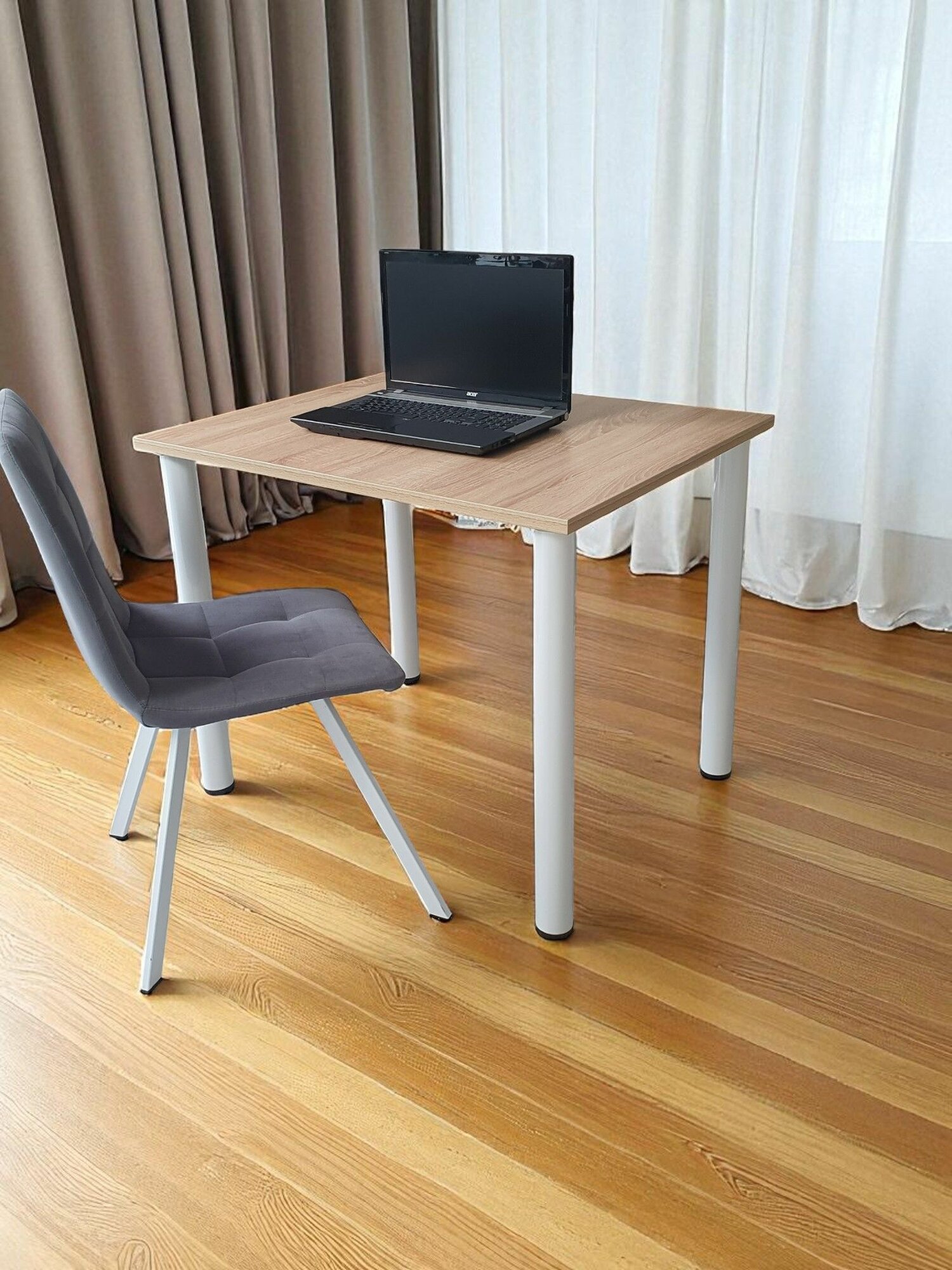 Стол компьютерный/ цвет столешницы Дуб Сонома, 90*70 см. Ножки белые.