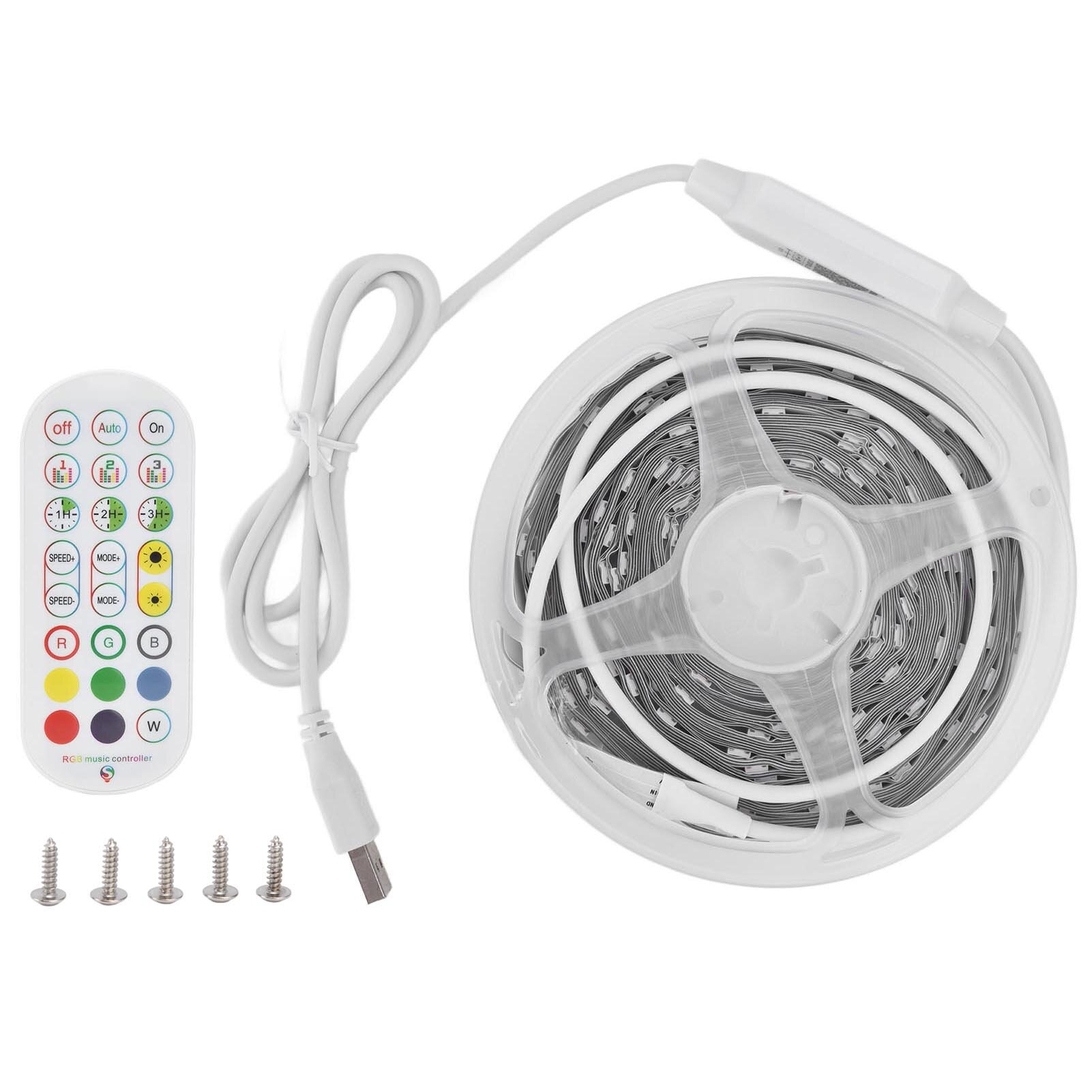5-метровая (16,4 фута) RGB-лента с подсветкой, питание от USB 5В, цветная синхронизация с музыкой, голосовое управление, управление через Bluetooth-приложение с пультом ДУ