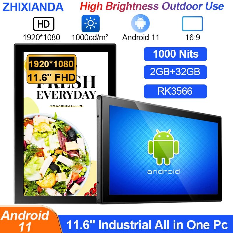11,6-дюймовый сенсорный ЖК-монитор Android 11 Metal 1920x1080 для ресторана США вставка