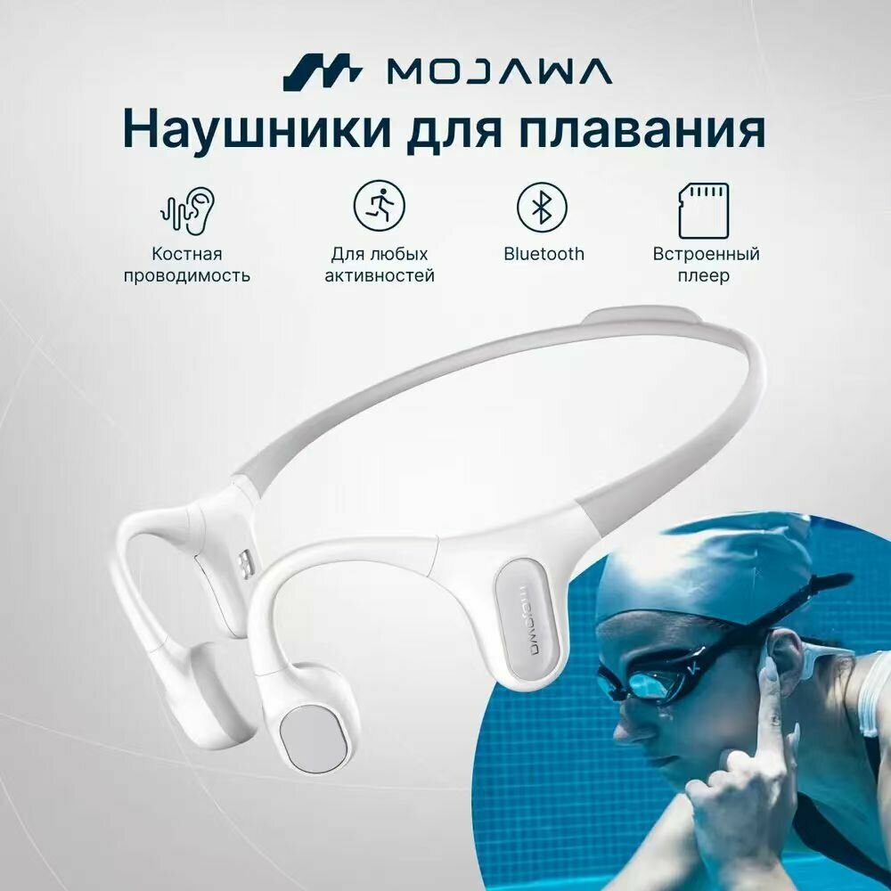 Спортивные наушники MOJAWA "Run Plus", IP68, память MP3, 32Гб, Bluetooth 5.2，grey