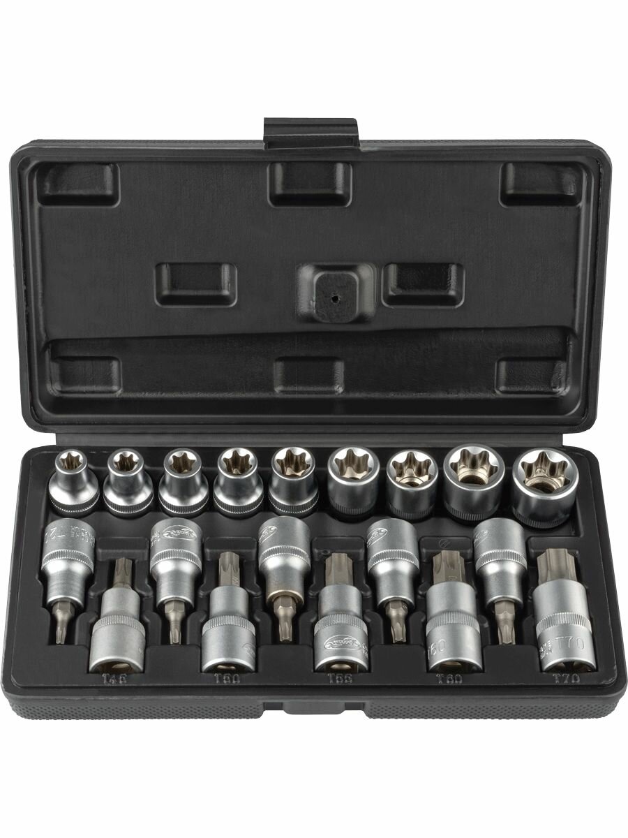 Набор головок торцевых Torx E10-E24 и T20-T70, 19 предметов, АвтоDело (39840)