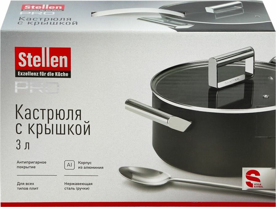 Кастрюля Pro, кованая, антипригарное покрытие, индукция, с крышкой, 3л, Арт. TR-9904