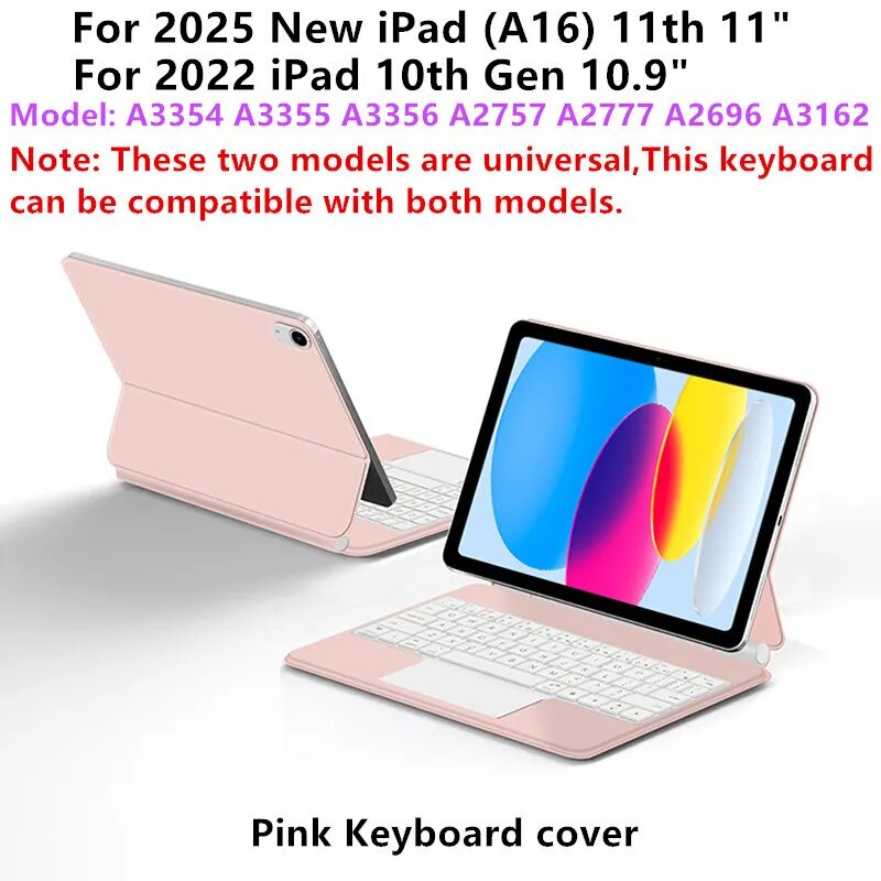 HUWEI Волшебная клавиатура для iPad A16 11 дюймов Russian-English, Pink Keyboard