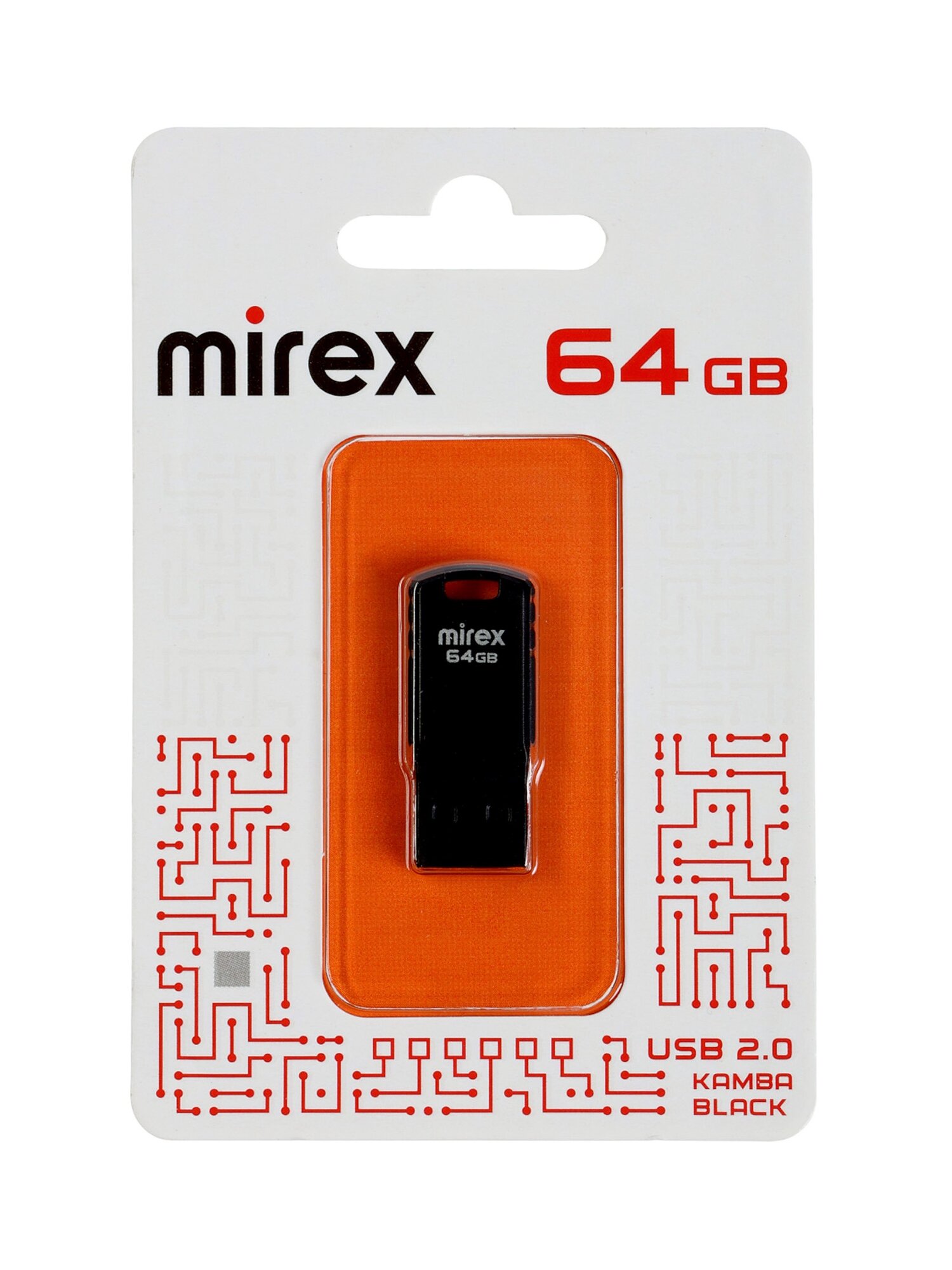 Флешка Mirex KAMBA, 64 Гб, USB 2.0, чтение до 23 Мб/с, запись до 20 Мб/с, чёрная