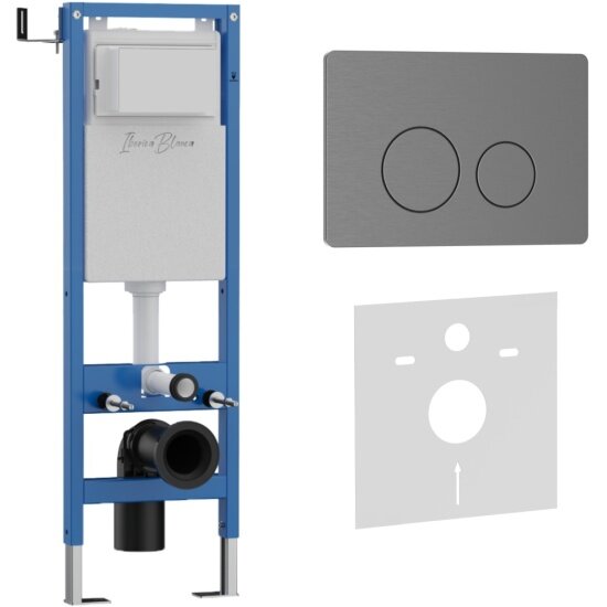 Инсталляция Iberica Blanca +клавиша смыва вороненая сталь, нержавеющая сталь INOX-O (IB. B081.008.000)