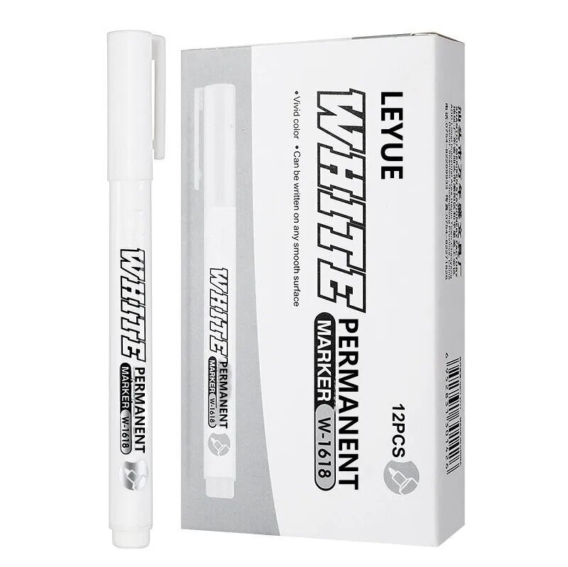 1 шт, маркер белого цвета, 1 см, быстросохнущая водостойкая перманентная стиральная краска, ручка для рисования ткани, маркер для дерева и кожи